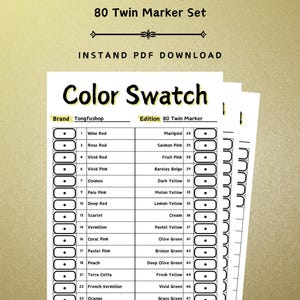 Tongfushop Color Swatch Template 80 Twin Markers DIY Digital PDF ...