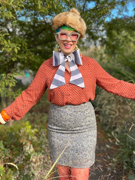 Wool Brocade Short Sleeve MOD Winter Blouse Top SUNO … - Gem