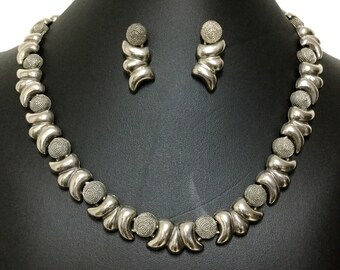 Vintage Rhinestone Necklace Earrings Set Mid Century Retro - Etsy