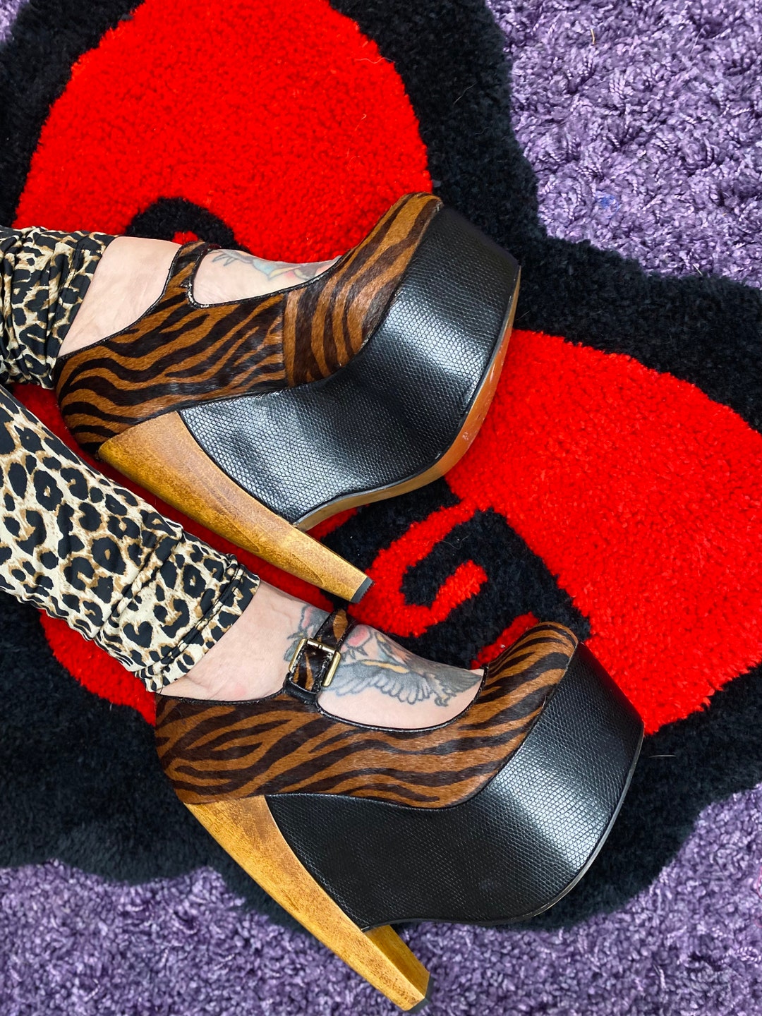 DV8 Dolca Zebra Print Wood Heels - Etsy