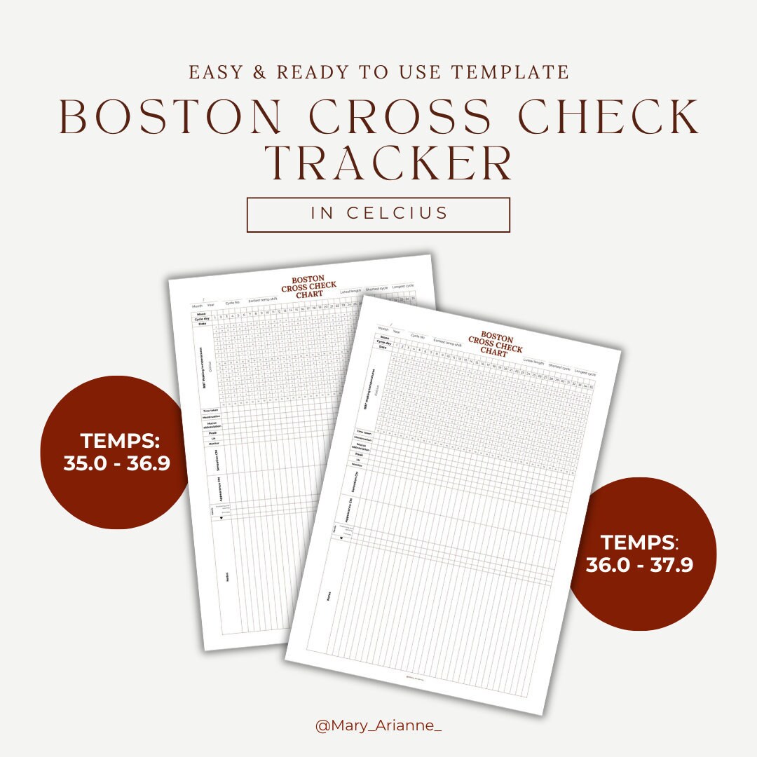 Printable BCC Chart, Boston Cross Check, Celcius, Ovulation & Period ...