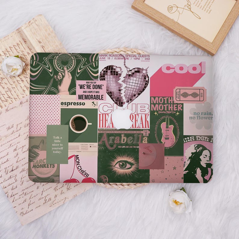 Vintage Green Magazine Collage New MacBook Case,custom Mac 2025 Air 15/ ...