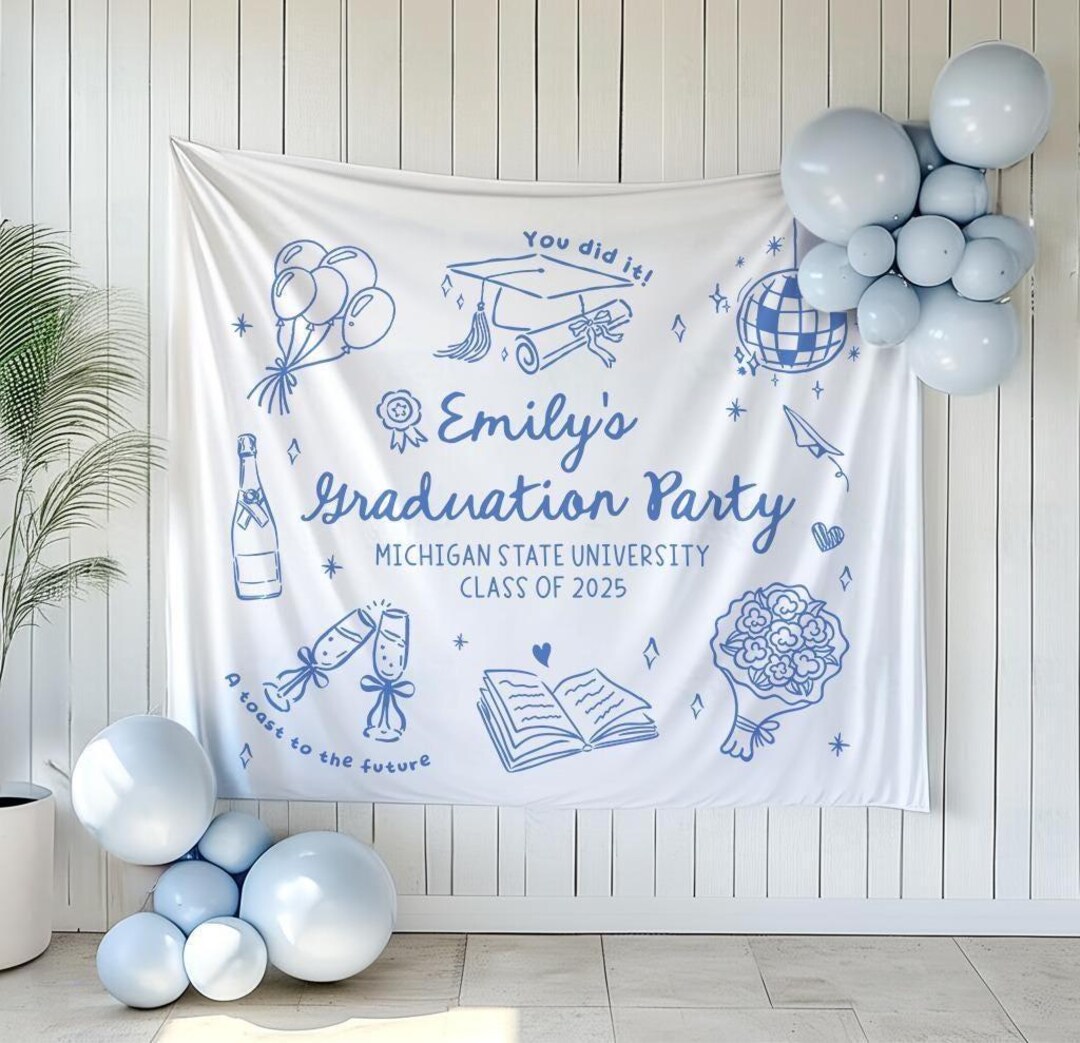 Personalized Graduation 2025 Party Decor, Custom Graduation Tapestry ...