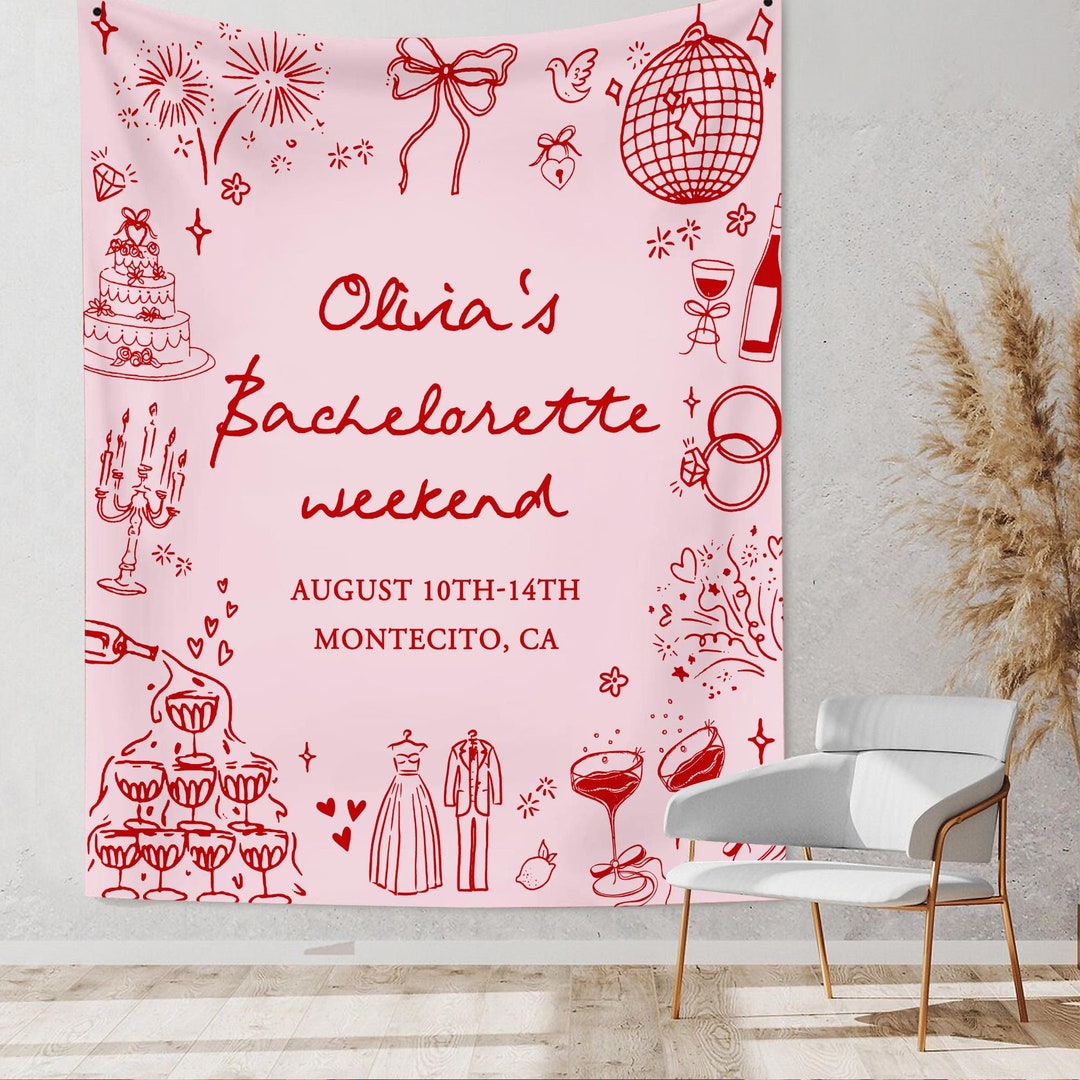 Personalized Bachelorette Party Decor, Bachelorette Beach Party Weekend Banner, Valentine Bach ...