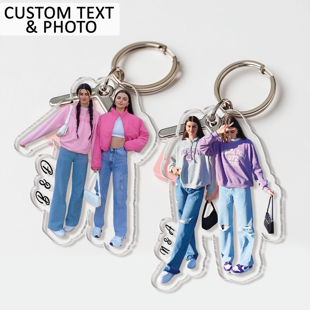 Personalized Besties Keychain, Custom Besties Photo Keychain, Birthday ...
