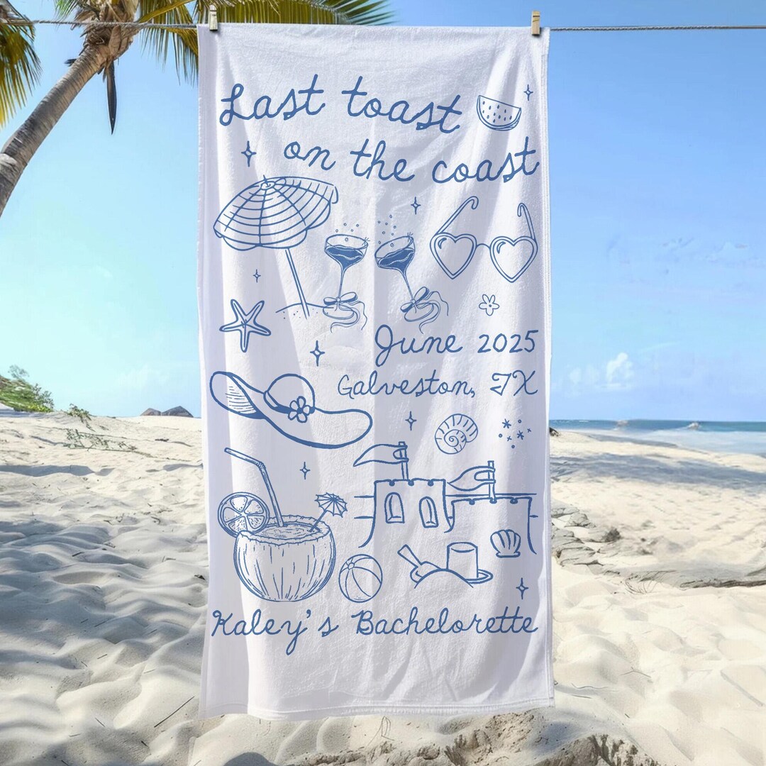 Personalized Beach Party Towel Gift, Bachelorette Beach Towel, Custom ...