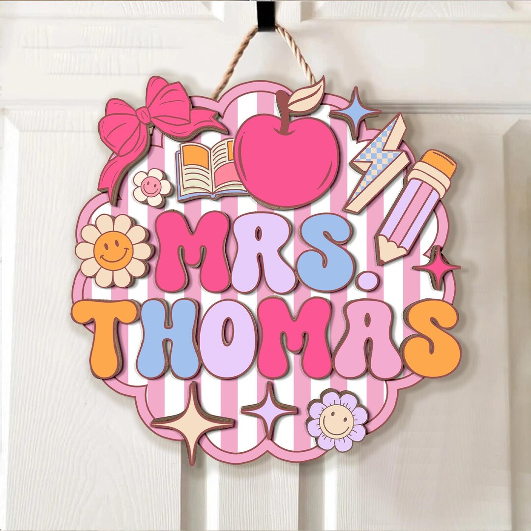 Personalized 3D Teacher Door Hanger: Teacher Back to School Gift - Etsy