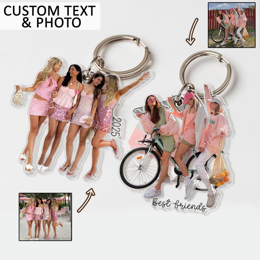 Personalized Acrylic Besties Photo Keychain: Best Friend Valentine Gift ...