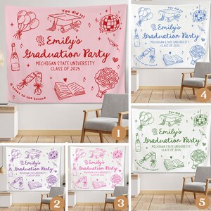 Personalized Graduation 2025 Party Decor, Custom Graduation Tapestry ...