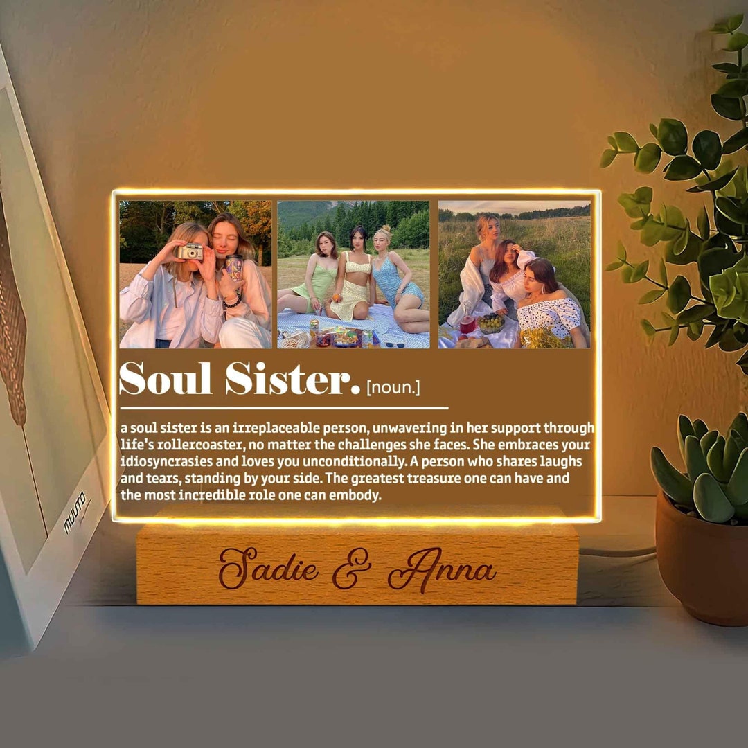 Gift for Best Friend, Personalized Soul Sister Photo Plaque Light Up ...