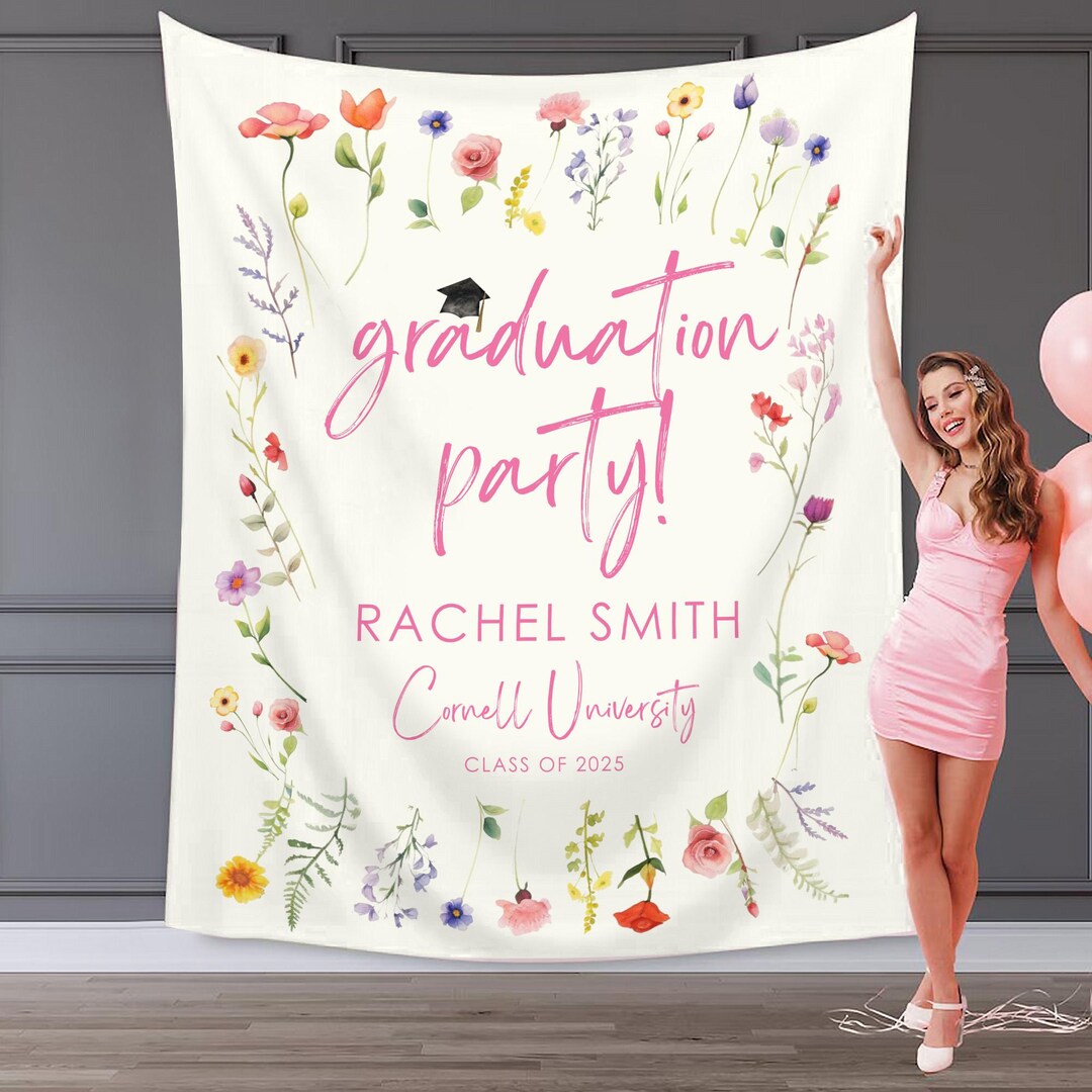 Personalized Graduation Party Decor 2025, Custom Wildflower Graduation ...
