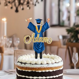 Personalized Graduation Cake Decor Gift, Custom Boy Graduation Cake ...