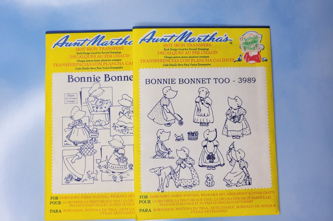Lot of 2 Aunt Martha's Hot Iron Transfers 3920 Bonnie Bonnet and 3989 ...