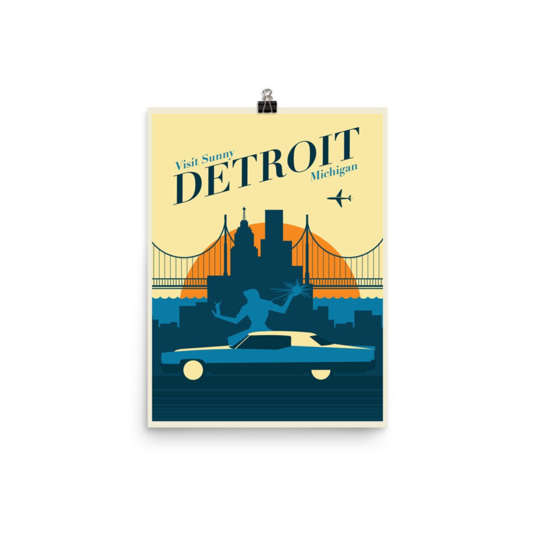 Visit Sunny Detroit Poster - Etsy