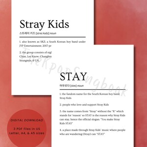 Stray Kids & STAY Definition Prints - Minimalist Word Printable - Kpop ...