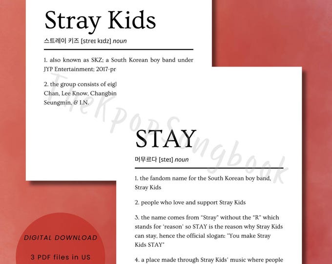 Stray Kids & STAY Definition Prints - Minimalist Word Printable - Kpop ...