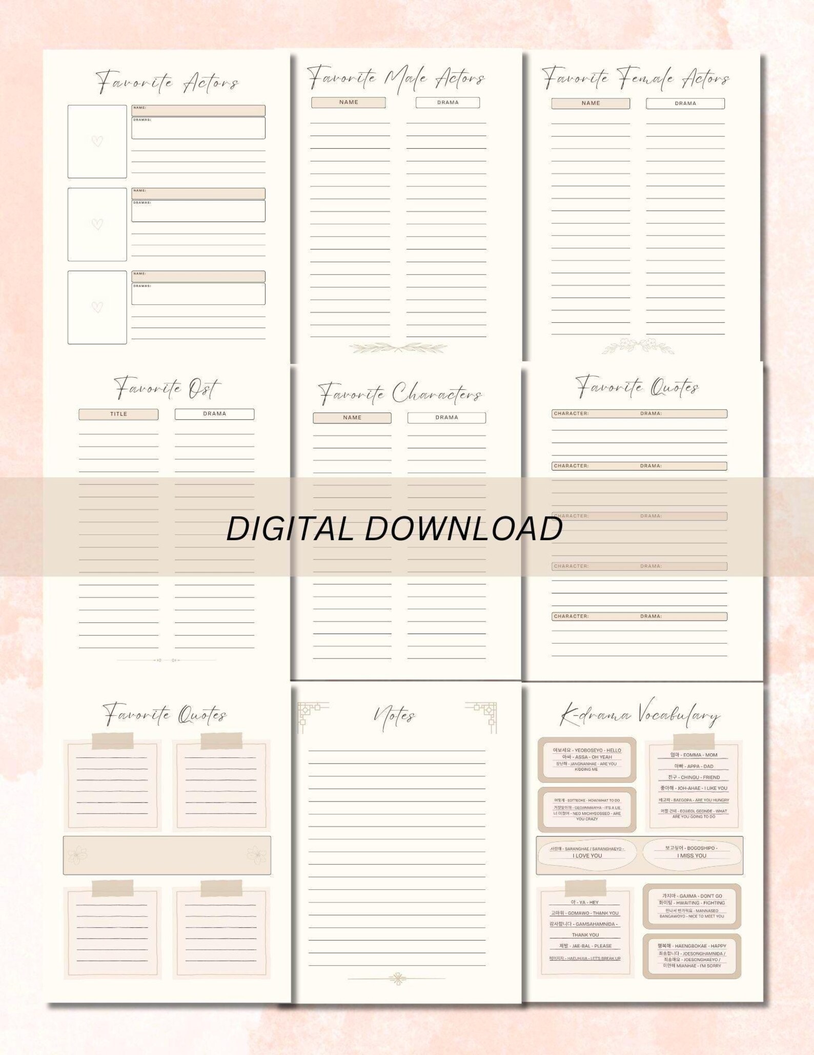 K-drama Journal - Digital K-drama Journal Download - Minimalist Journal ...