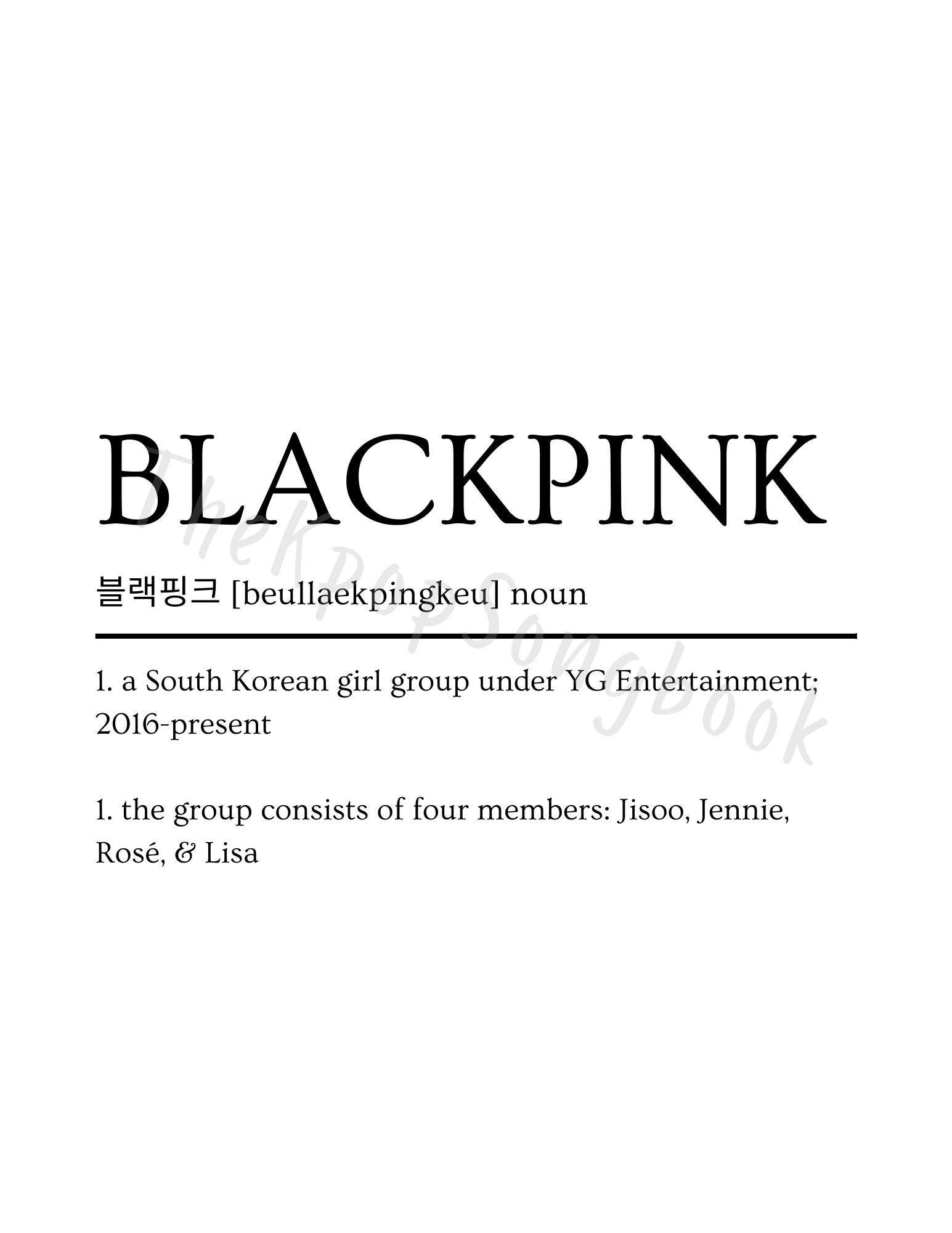 BLACKPINK & BLINK Definition Prints Minimalist Word Printable Kpop ...