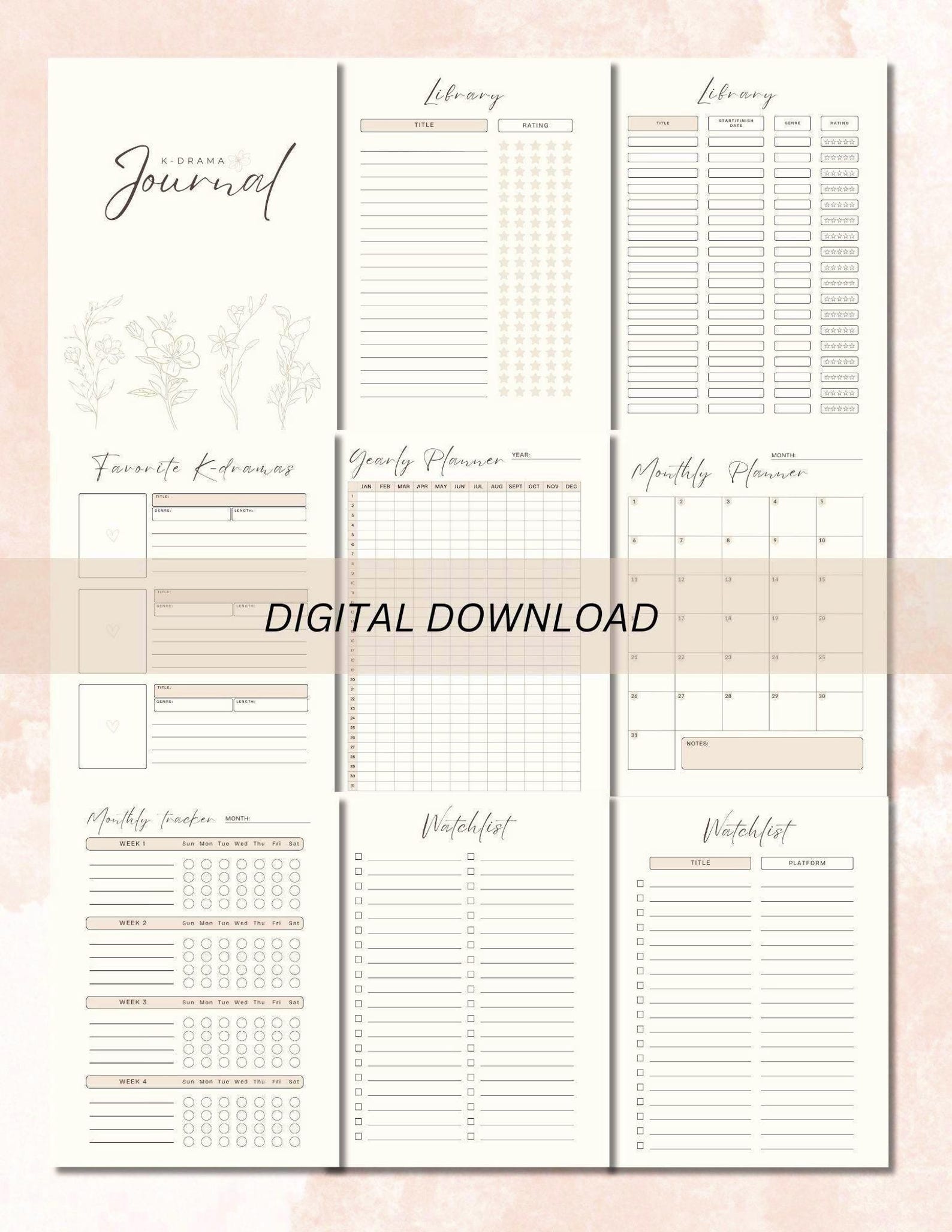 K-drama Journal - Digital K-drama Journal Download - Minimalist Journal ...