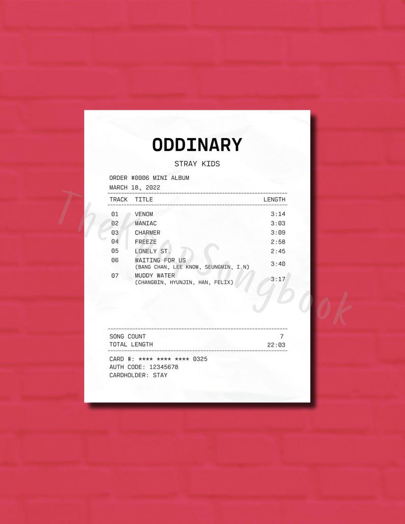 Stray Kids 2022 Album Receipt Set - Digital Art Wall Print - SKZ Wall ...
