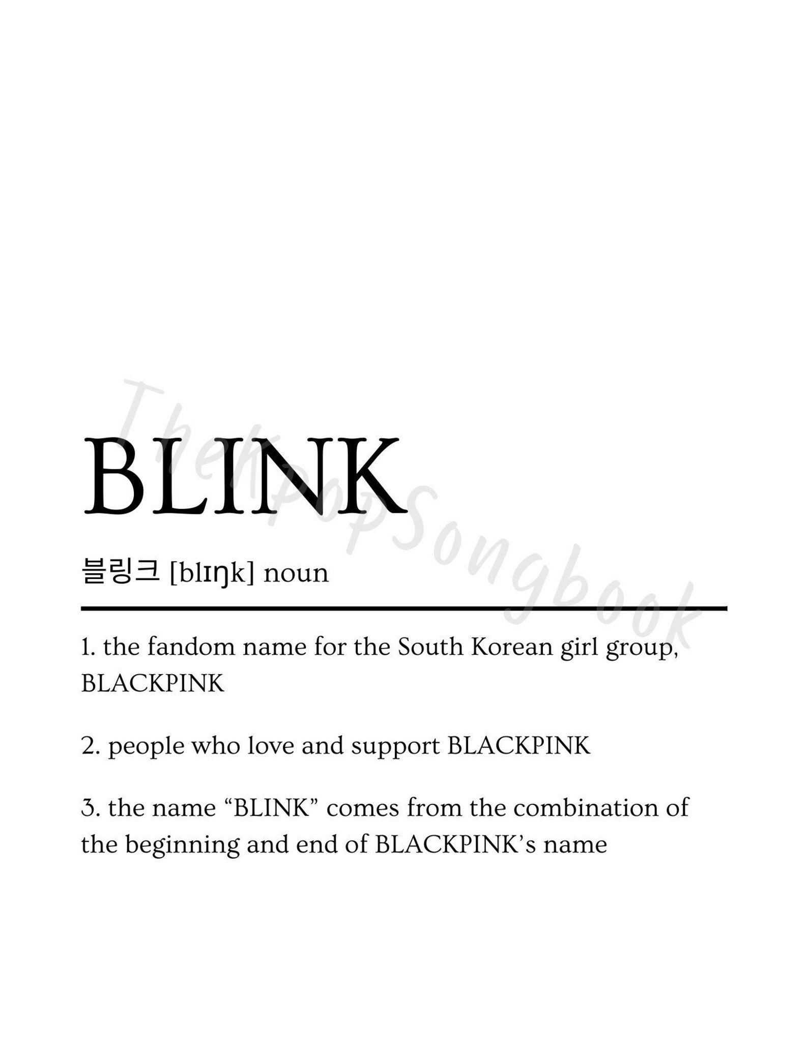 BLACKPINK & BLINK Definition Prints Minimalist Word Printable Kpop ...