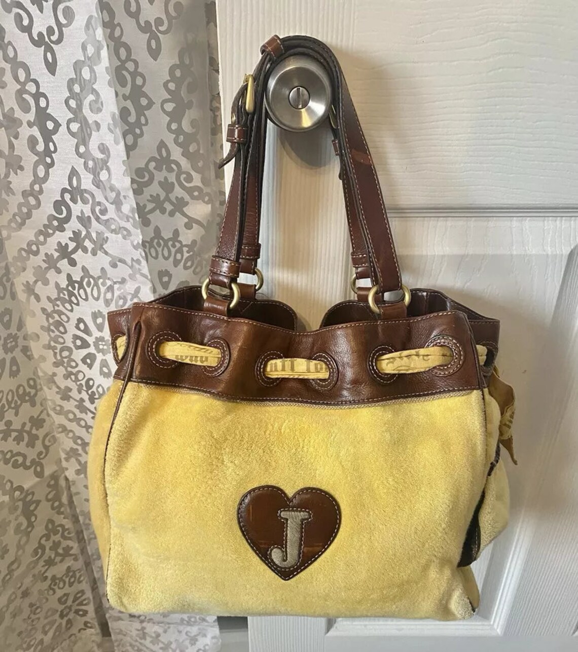Juicy Couture Yellow Daydreamer Velor Terrycloth Tote Bag Crown Charm - Etsy