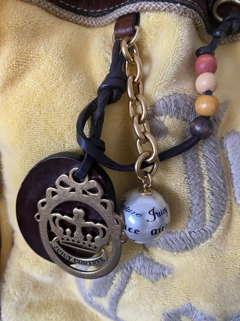 Juicy Couture Yellow Daydreamer Velor Terrycloth Tote Bag Crown Charm - Etsy