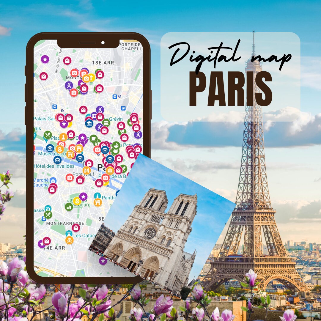 Digital Travel Map Paris - Etsy