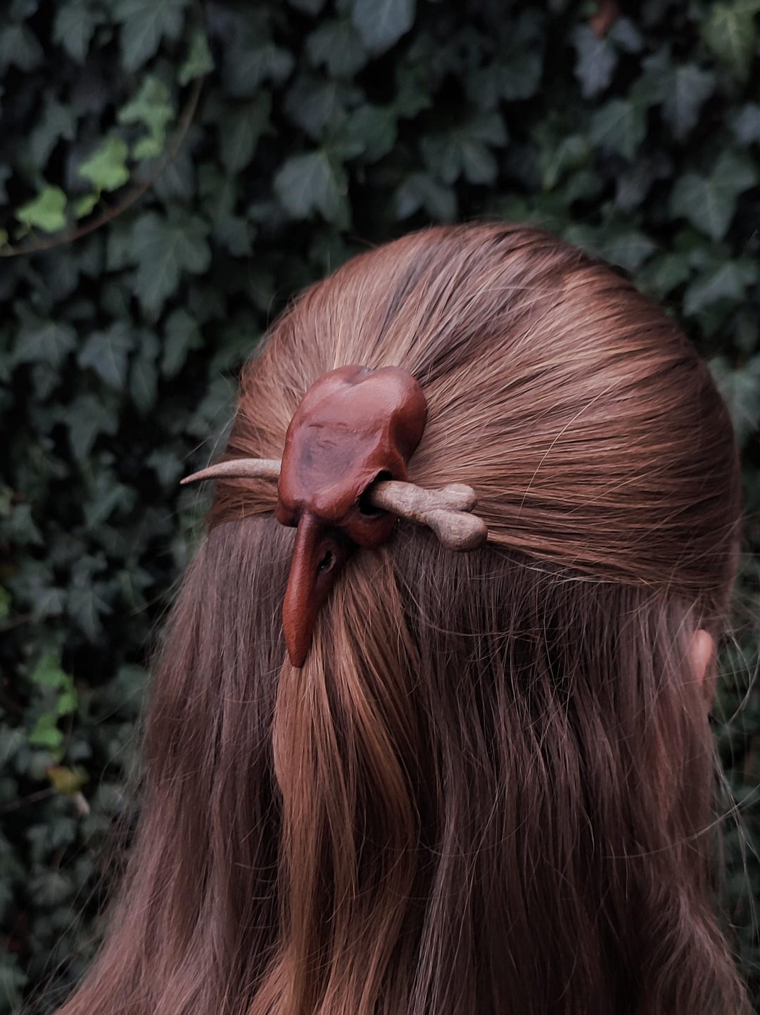 Leather Hair Pin Bird Skull, Hair Accessory, Witch Aesthetic, Gothic ...