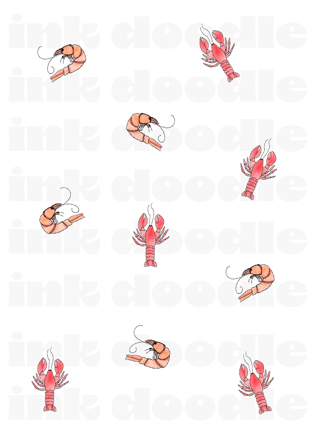 Hand Drawn Lobsters and Shrimp Icons | 5x7 Editable Canva Template for ...