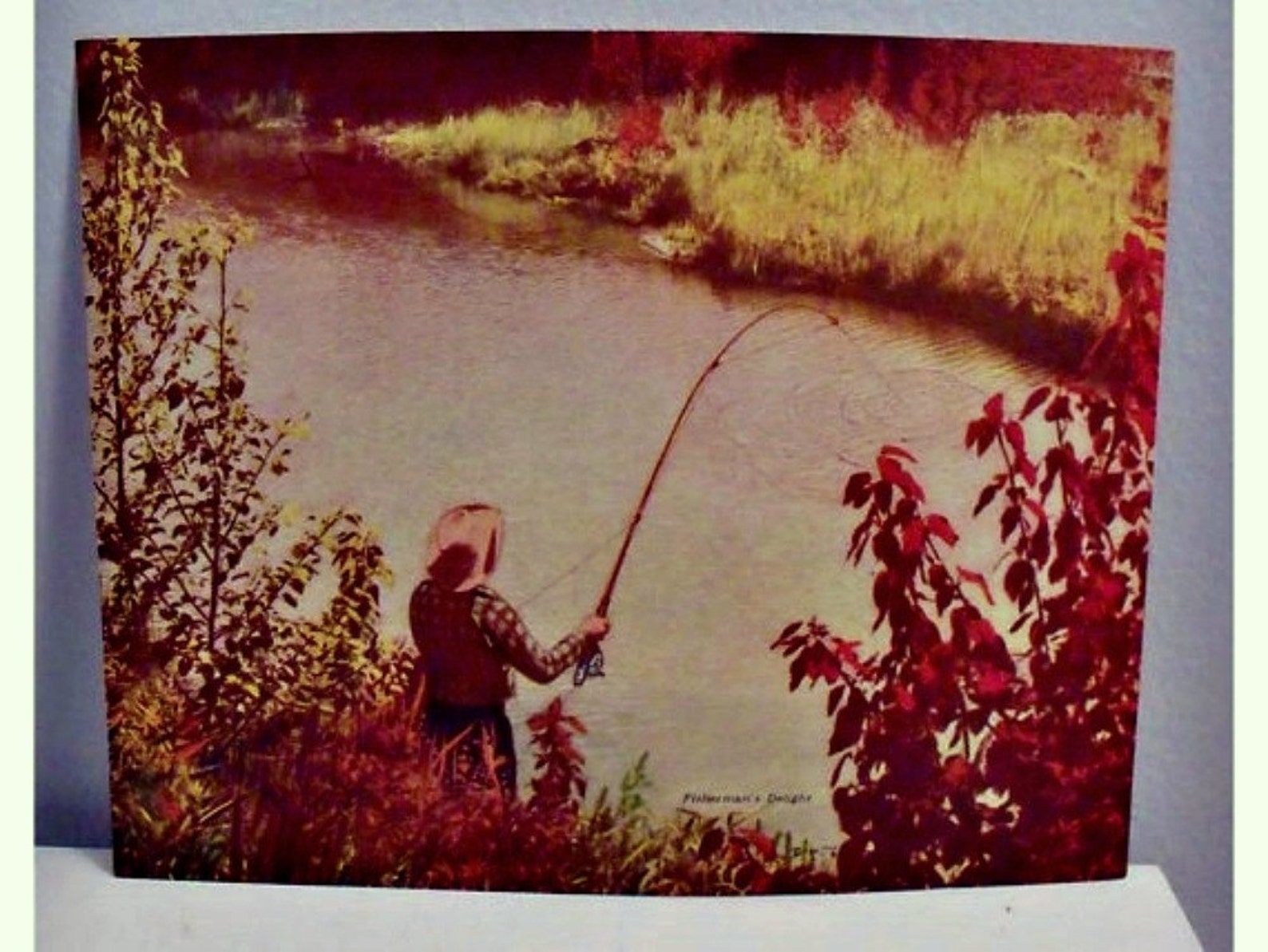 Fisherman in Autumn Color Lithograph - 1930s - 8 X 10 - Etsy