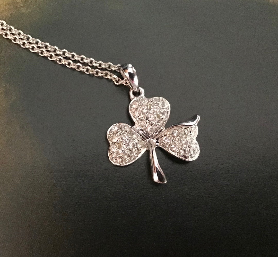 Tara Jewellery Shamrock Pendant on 18 Inch Chain Silver and Crystal ...