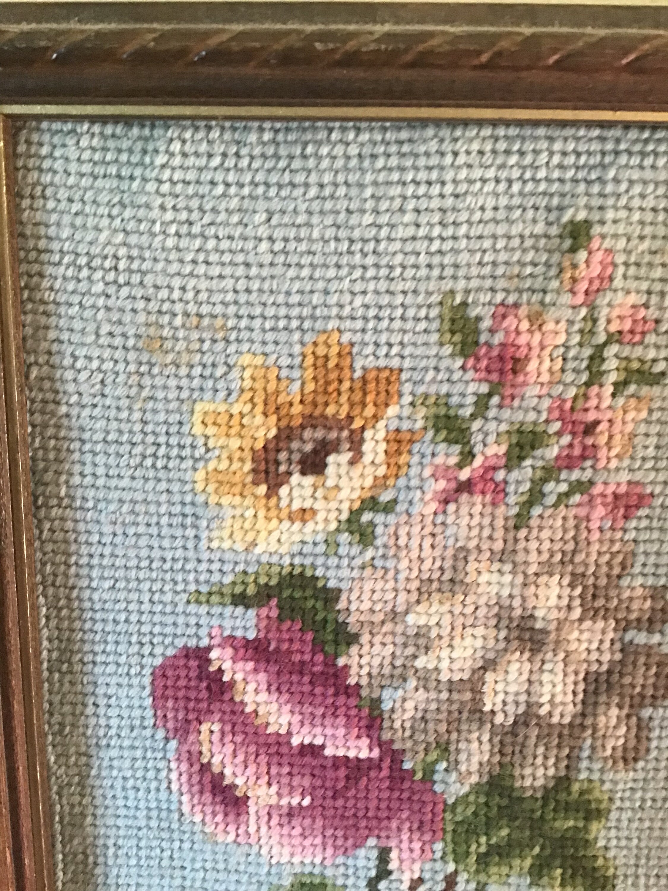 Vintage Framed Floral Needlepoint 10 X 8.25 Inches Circa 1970s - Etsy