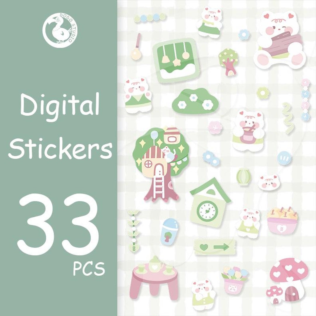 Cute Cat Digital Stickers | Kitten Stickers | PNG Stickers | Digital ...