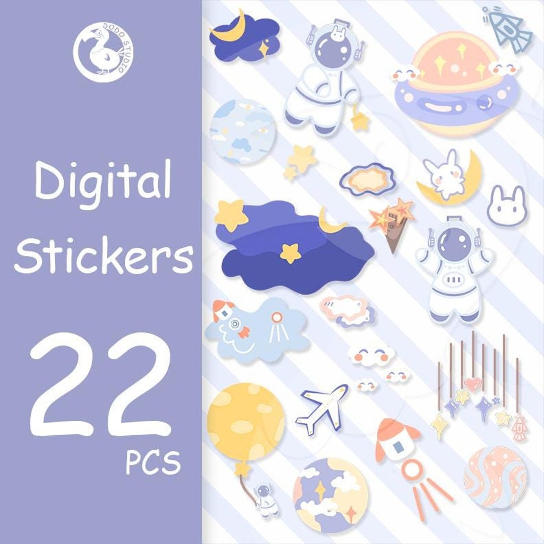 Cute Digital Stickers | Astronaut Stickers | Space Travel Sticker | PNG ...