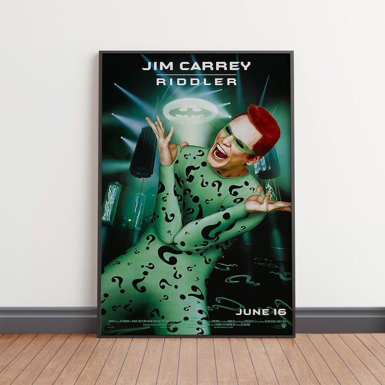 The Riddler, Jim Carey 90's Movie Poster, Art Collectibles Posters ...
