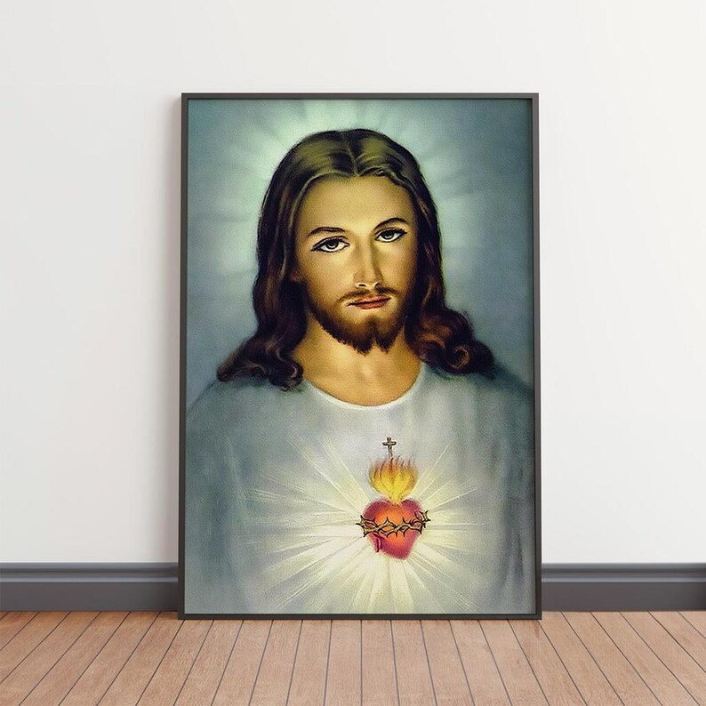 Jesus Sacred Heart Divine Mercy Christian Roman Catholic Poster, Art ...