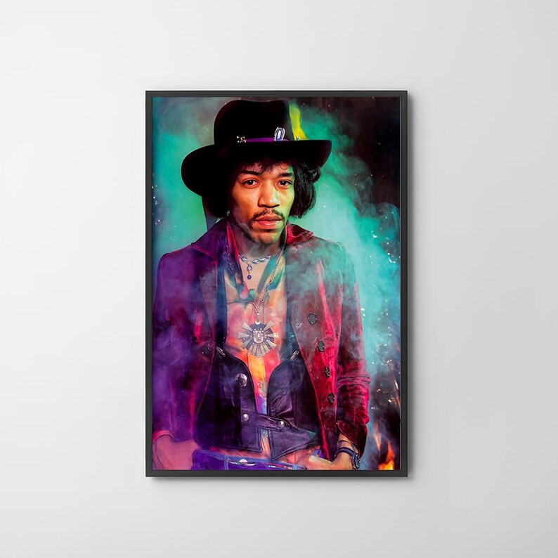 Jimi Hendrix Retro Colour Promotional Poster, Art Collectibles Posters ...