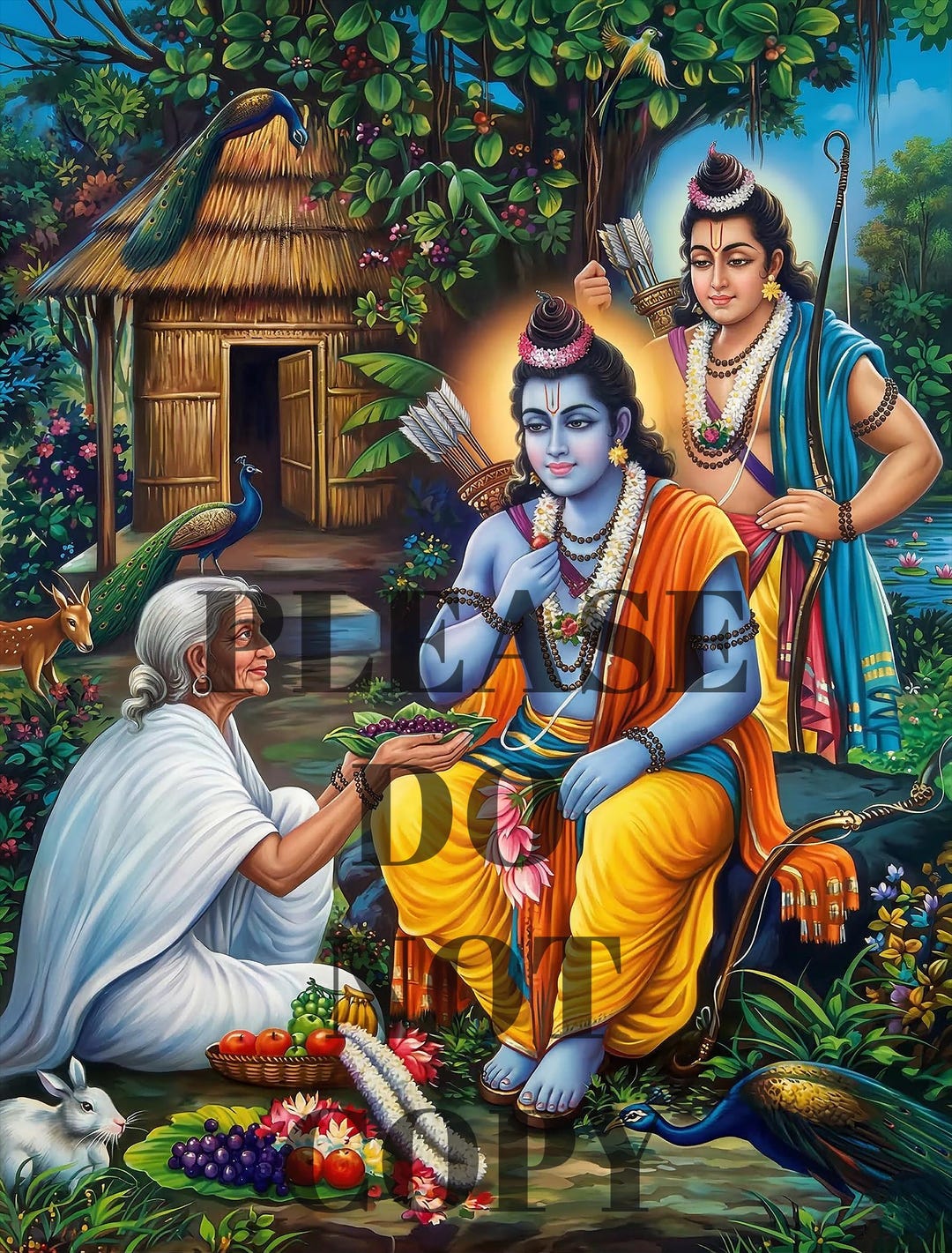 Lord Rama Shabari Divine Blessing Scene – Hindu Mythology Art (JPEG ...