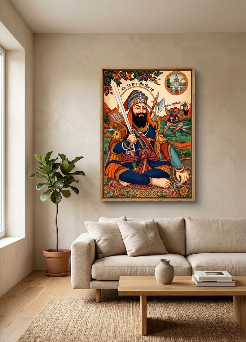 Baba Deep Singh Ji Classical Painting | Sikh Art Print | Hand‑painted ...