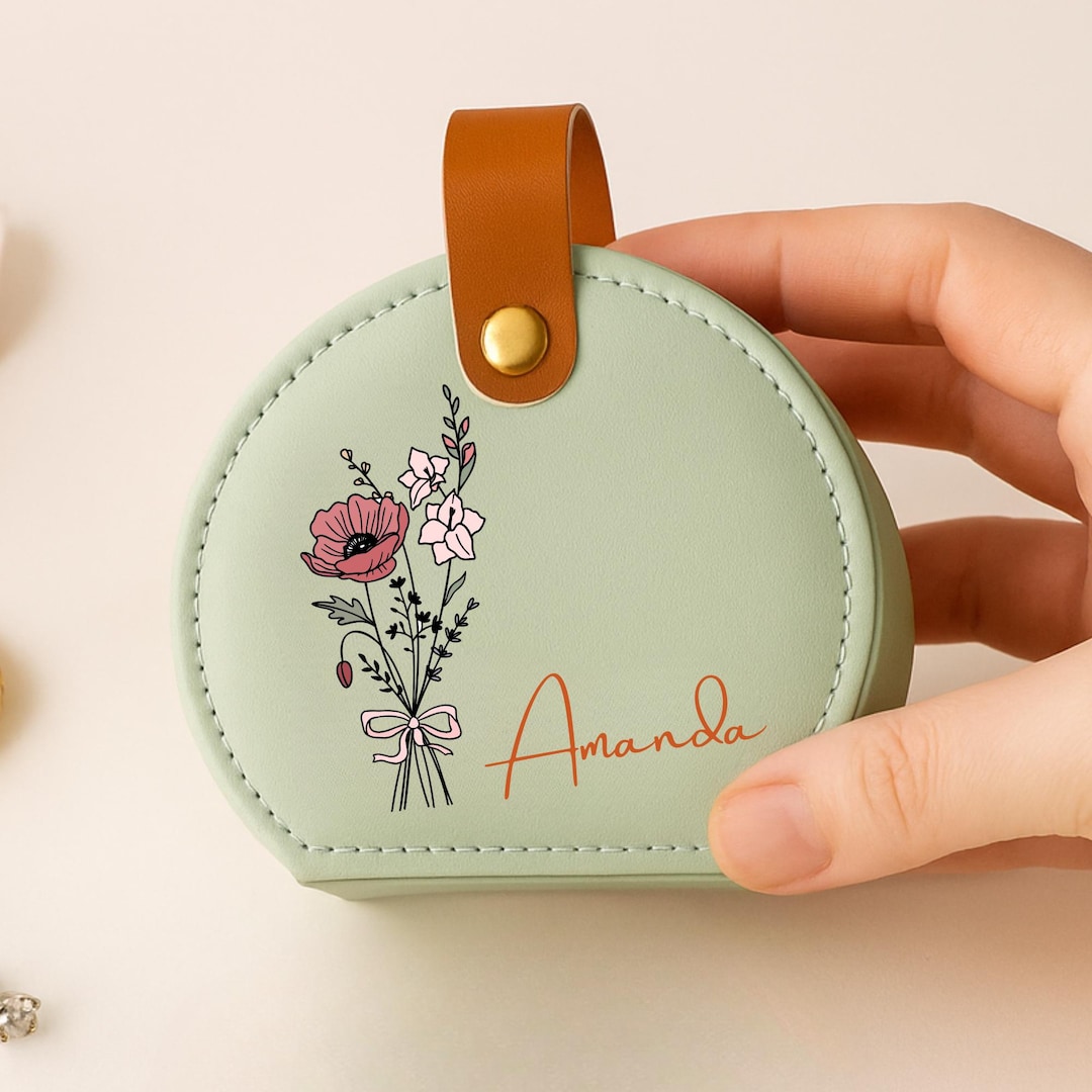 Personalized Travel Jewelry Box – Custom Round Jewelry Case With Name ...