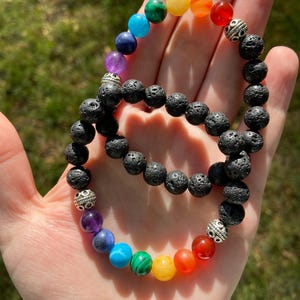 Lava Stone Chakra Handmade Bracelet - 8 Mm, 7-1/2” Long | Natural ...