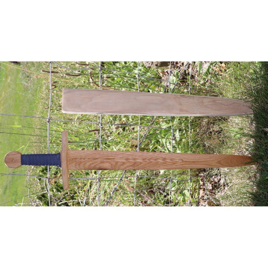 Wooden Sword With Dark Blue Leather Handle - Etsy