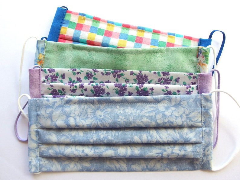 Medium Adult Pleated Face Mask Summer Fresh Floral Cotton - Etsy