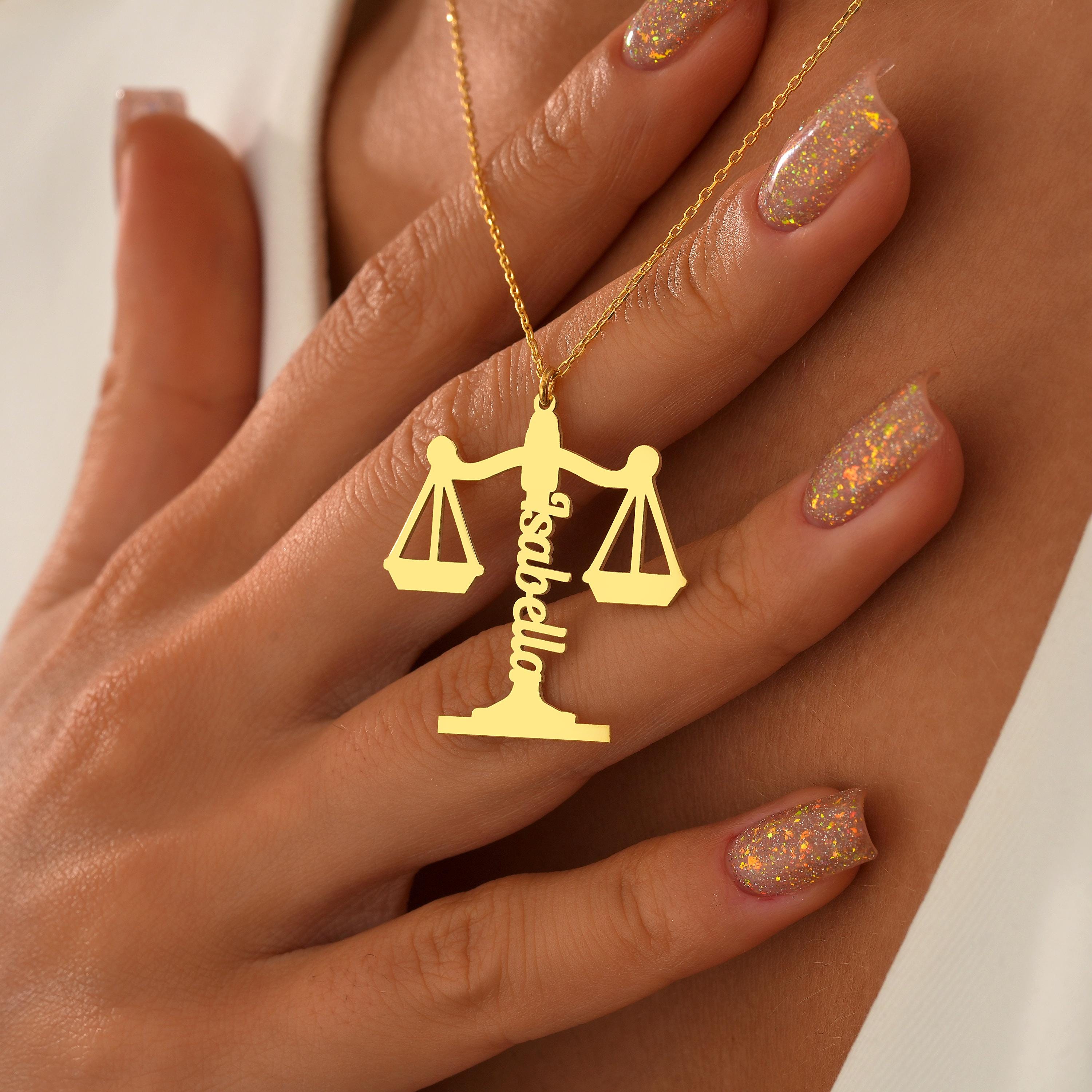 Custom Scales of Justice Necklace, Personalized Justice Pendant ...