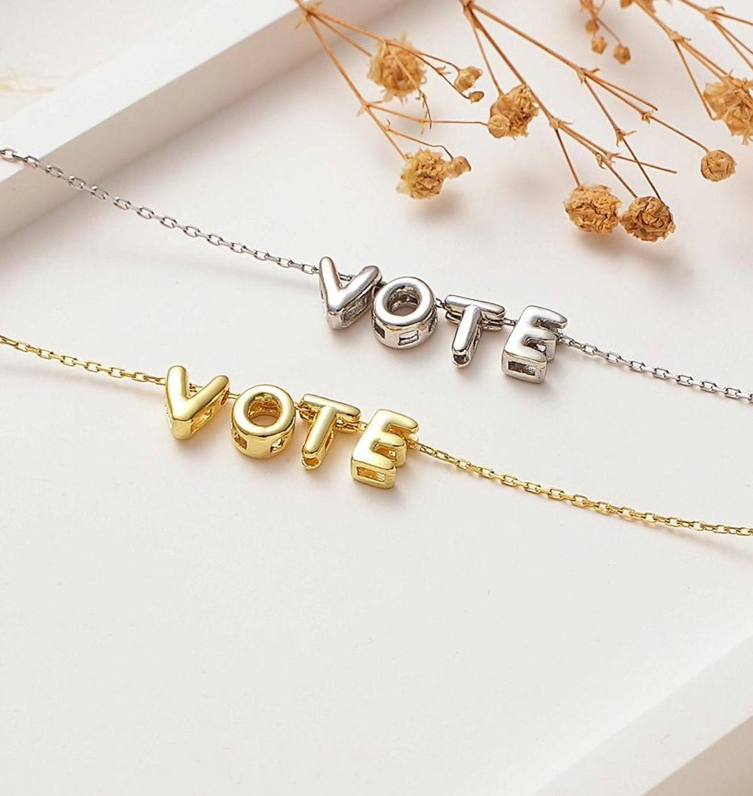 925K Sterling Silver Vote Necklace, 2024 Vote Necklace Election Gift ...