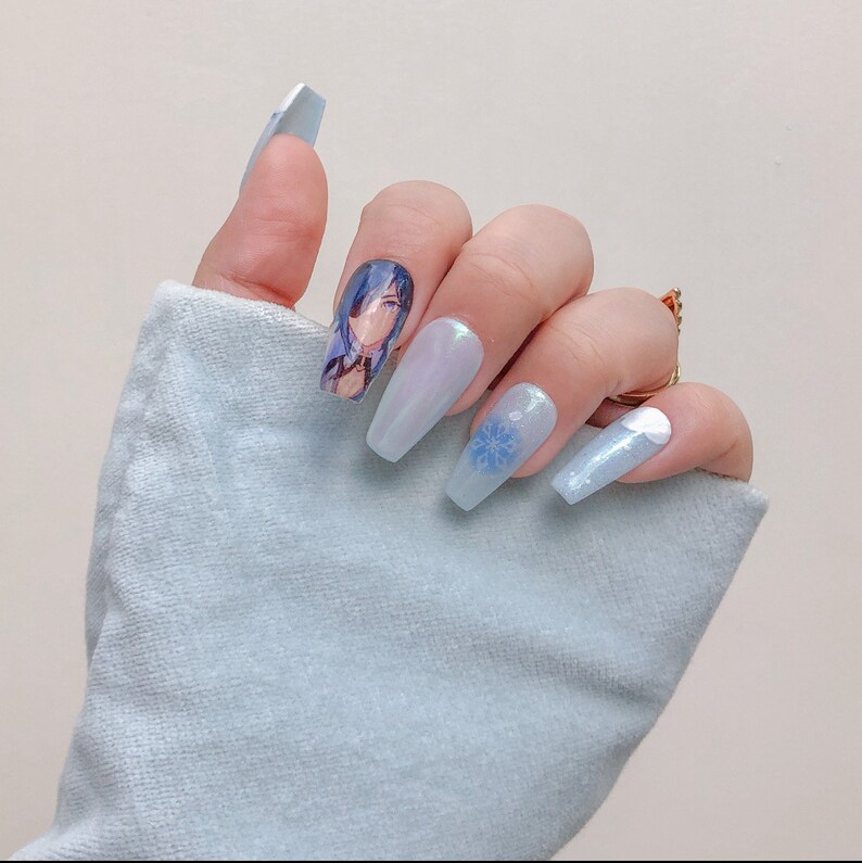 CRYO Genshin Impact Inspired Press on Nails Ayaka Chongyun Kaeya Eula ...
