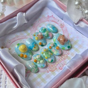 Capybara and Friends Press Ons | Capybara Summer Nails | Capybara Duck ...