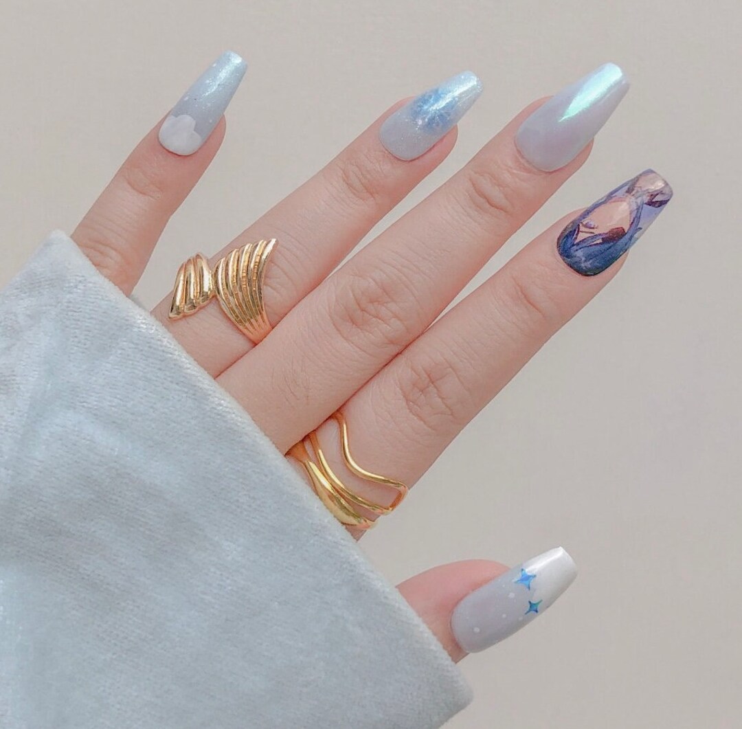 CRYO Genshin Impact Inspired Press on Nails Ayaka Chongyun Kaeya Eula ...