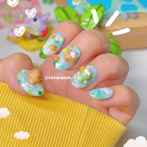 Capybara and Friends Press Ons | Capybara Summer Nails | Capybara Duck ...
